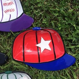 clay art | Kitchen | Clay Art Baseball Hat Dessert Snack Dishes Plate ...